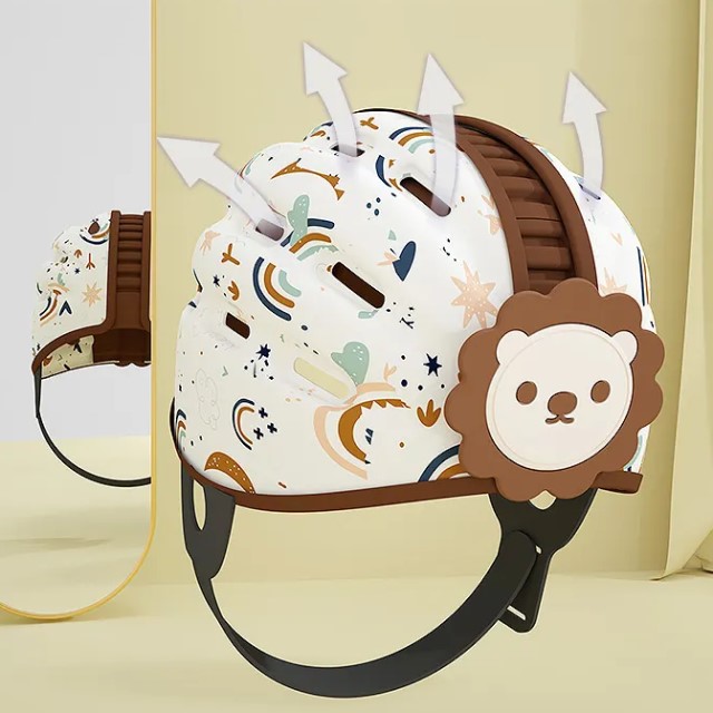 Casca antisoc protectie bebelusi si copii, reglabila, Leu Maro - eMAG.ro